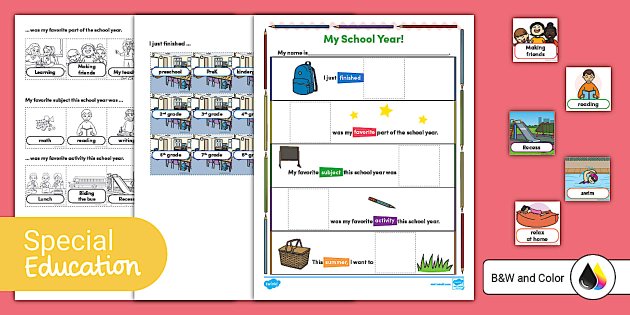 End of the School Year Worksheet With Visual Supports