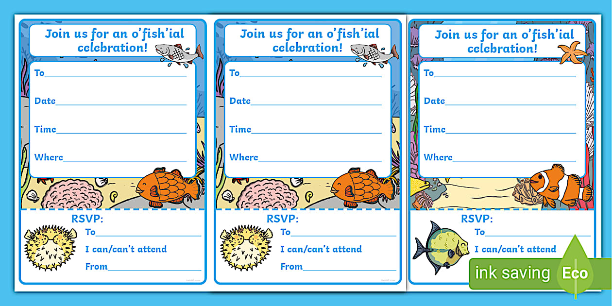 Fish-Themed Party Invitations | Twinkl | Party | Invitations