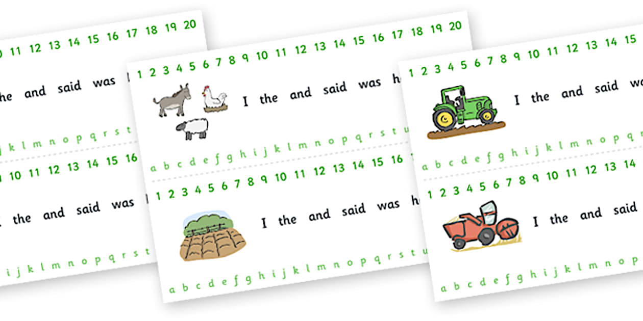 Cursive Combined Alphabet and Number Strips (On the Farm)