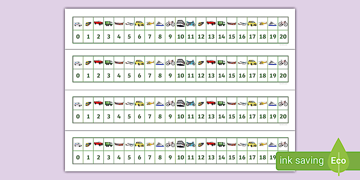 Transport Number Track (1-20) (teacher made) - Twinkl