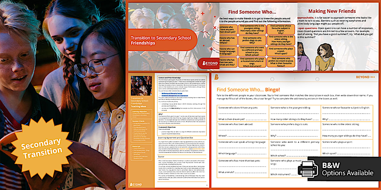 Secondary Transition Mini Lesson Pack: Friendships - Twinkl