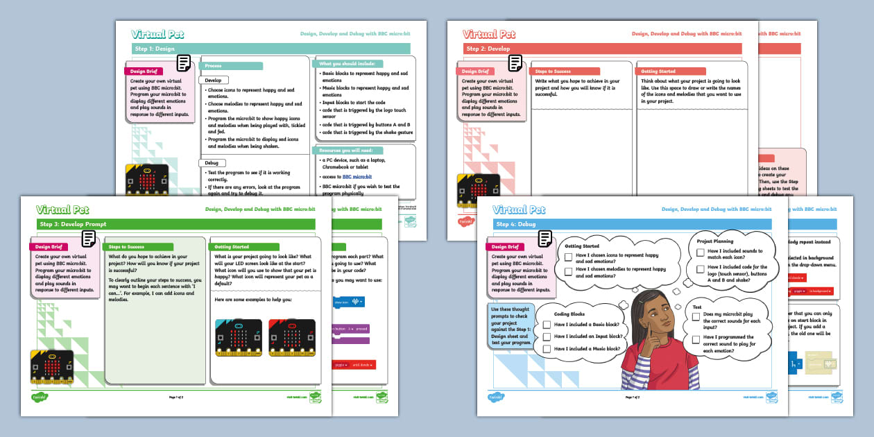 FREE! - LKS2 Design, Develop and Debug with BBC micro:bit: Virtual Pet