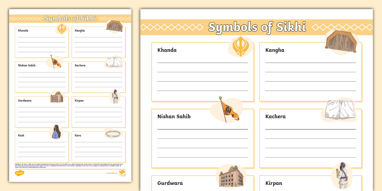 Symbols of Sikhi Fact File Template (teacher made) - Twinkl