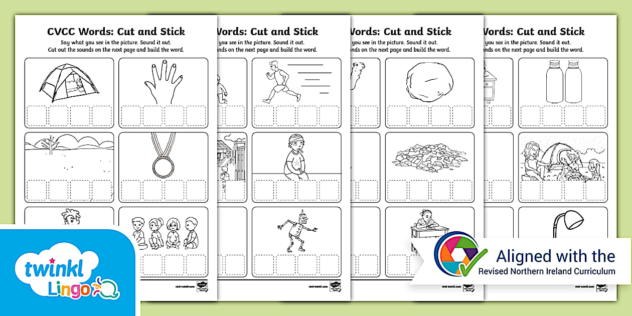 Phonics Stage 2 CVCC Cut and Stick Activity Sheets - Twinkl