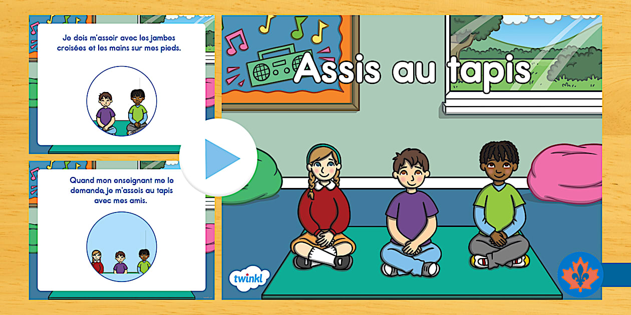 Social Story Sitting on the Mat PowerPoint French - Twinkl