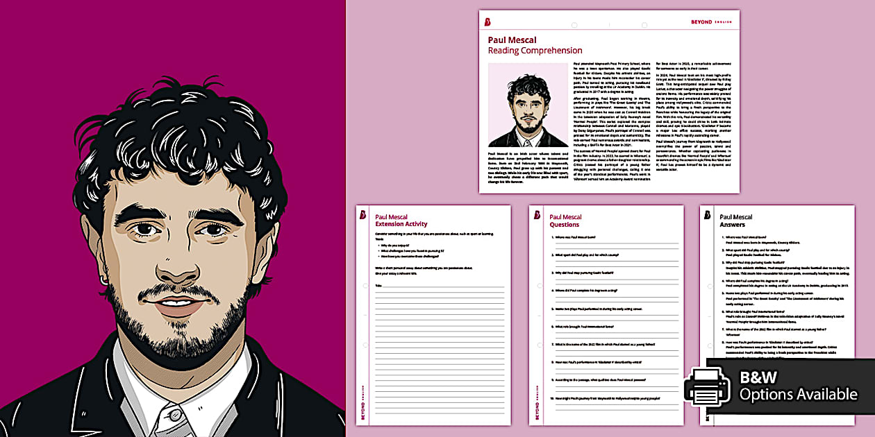 Paul Mescal Reading Comprehension (l'enseignant a fait)