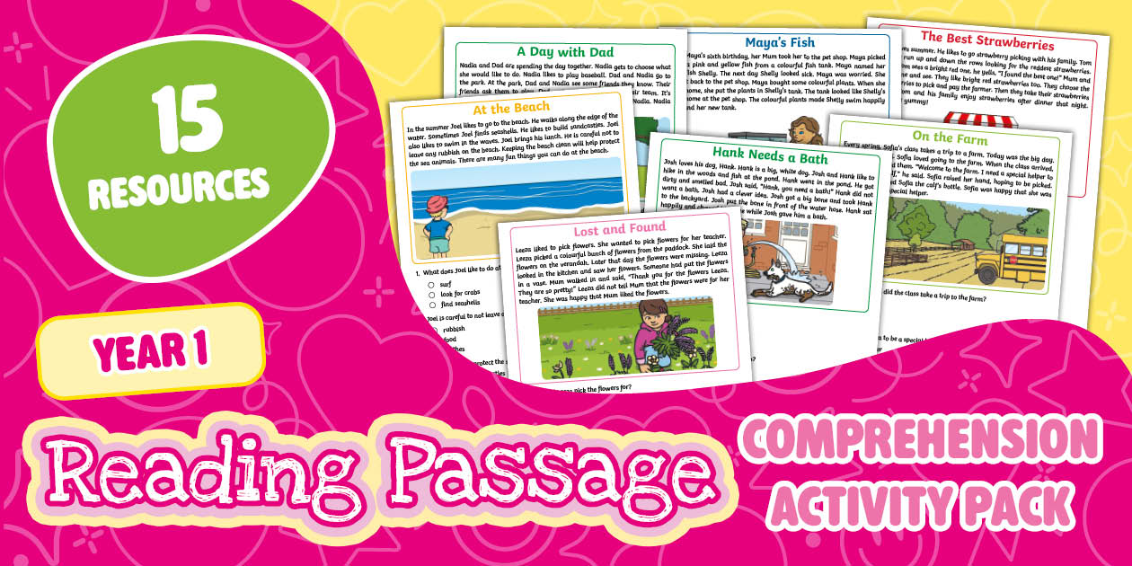 * NEW * Reading Comprehension - Year 1 Comprehension Worksheets