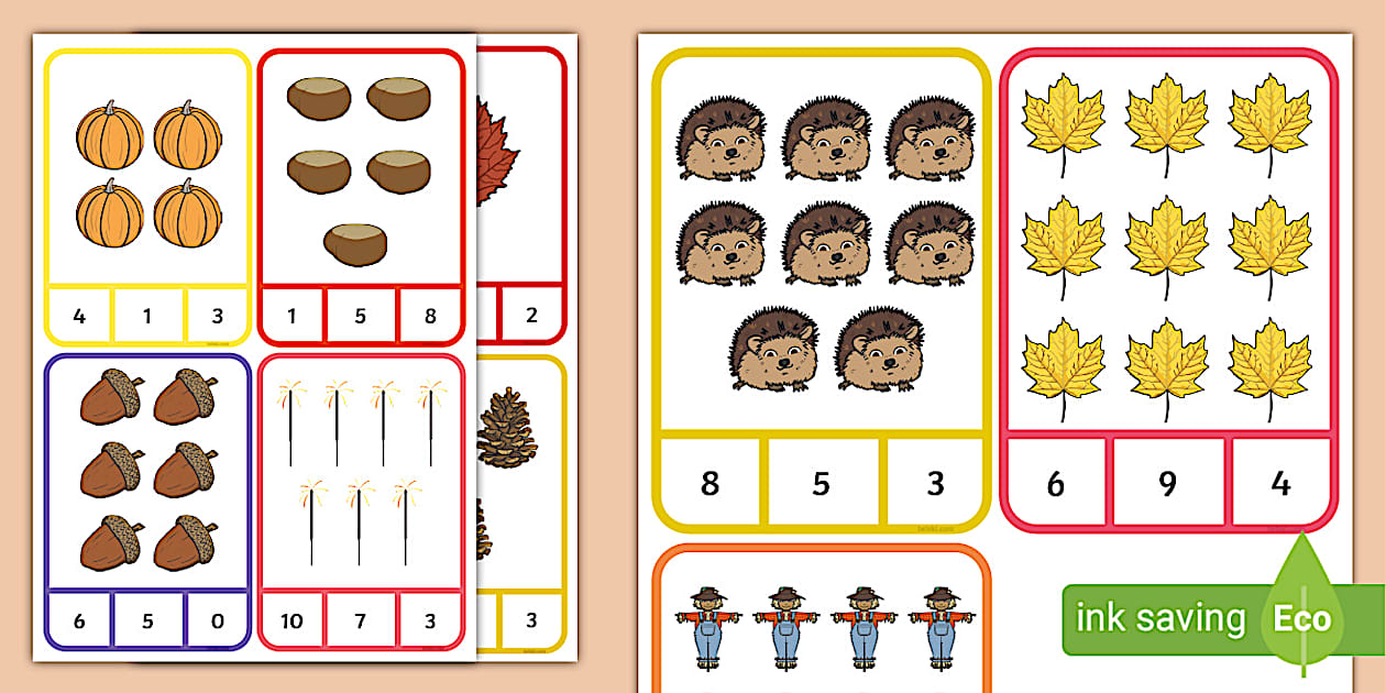 Autumn-Themed Number Recognition To 10 Peg Activity - Twinkl