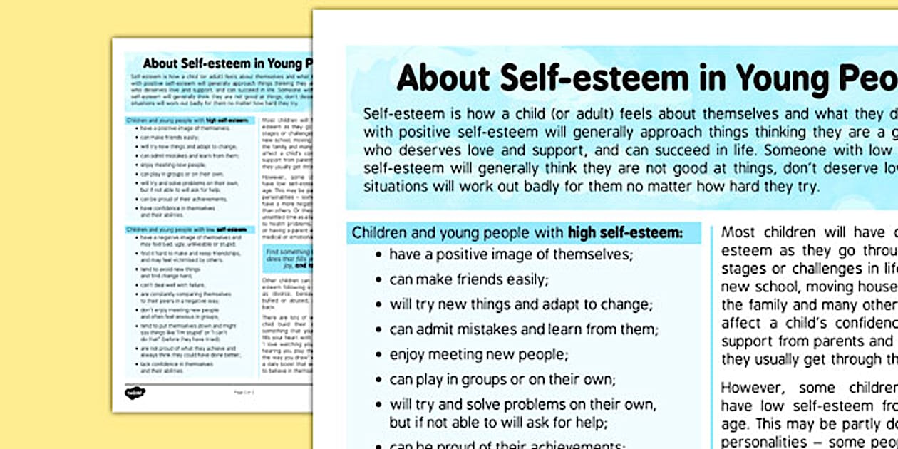 Black and White About Self Esteem Fact Sheet - Twinkl