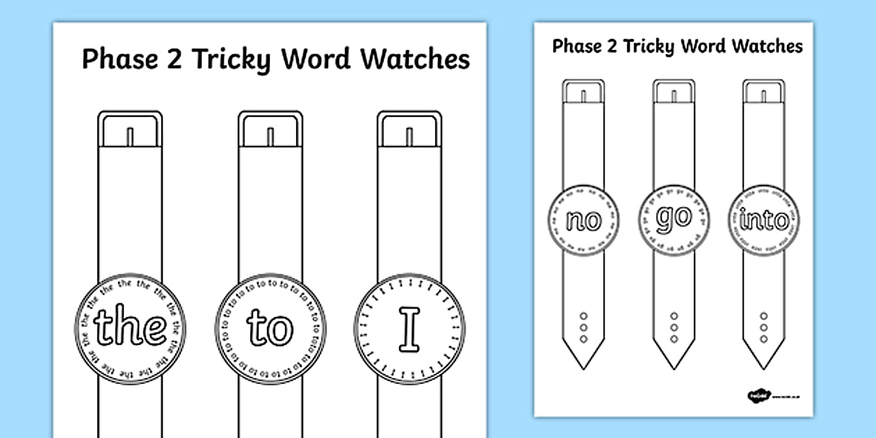 Phase 2 Tricky Word Watches - Twinkl