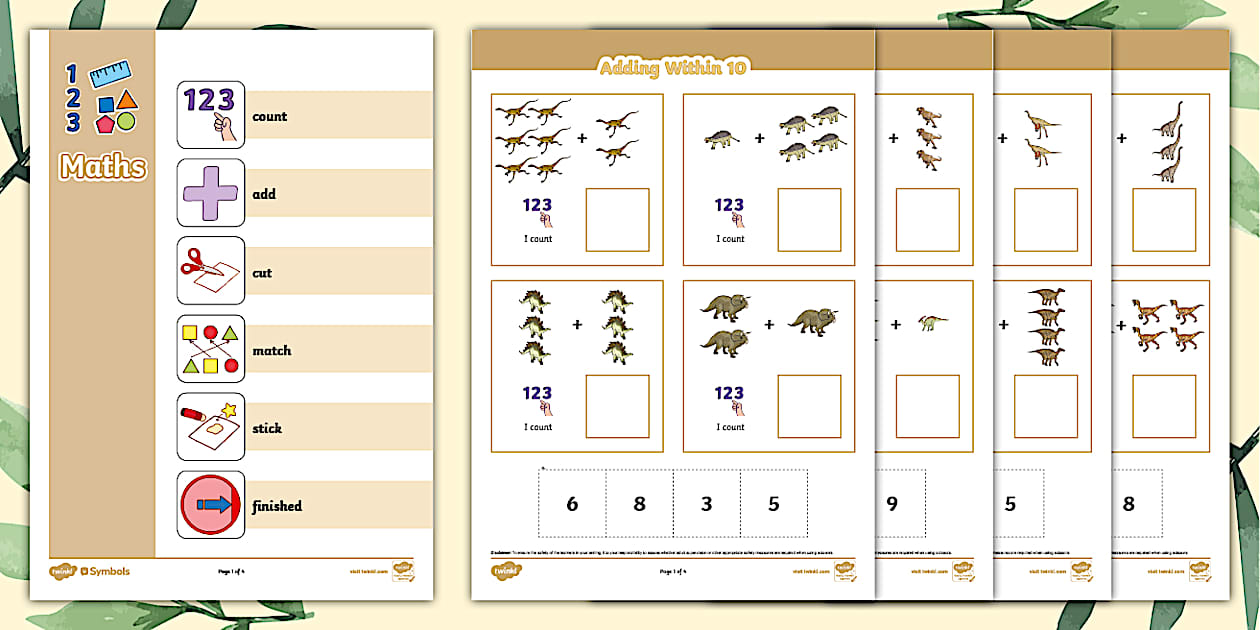 SEND Structured Steps Dinosaur Adding Within 10