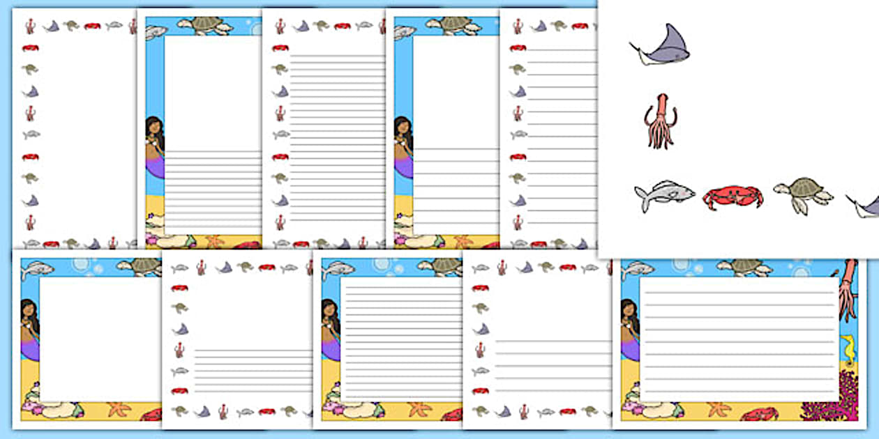 Black and White The Little Fish Page Borders Pack - Twinkl