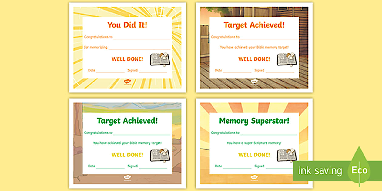 Bible Memory Certificate