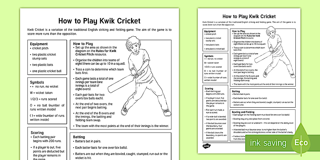 How to Play Kwik Cricket Adult Guidance - Twinkl