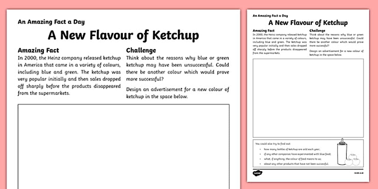 Editable A New Flavour of Ketchup Worksheet (teacher made)