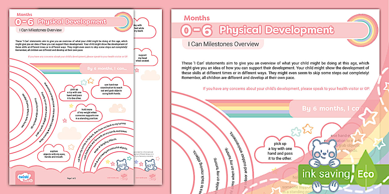 FREE! - 0-6 Months Physical Development I Can Milestones