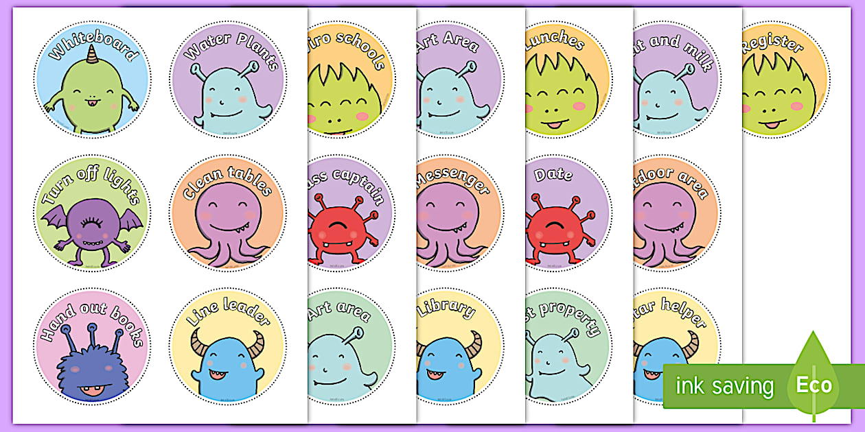 Editable Monster Job Labels (teacher made) - Twinkl