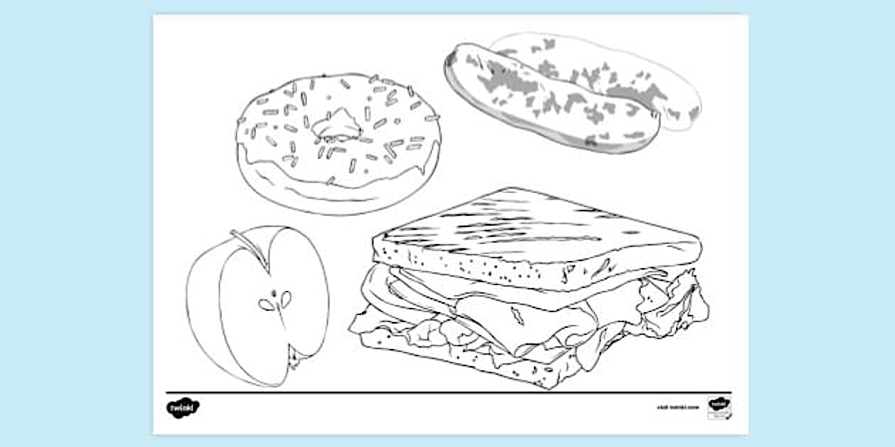 Food Colouring Page for Kids | Colouring Sheets - Twinkl