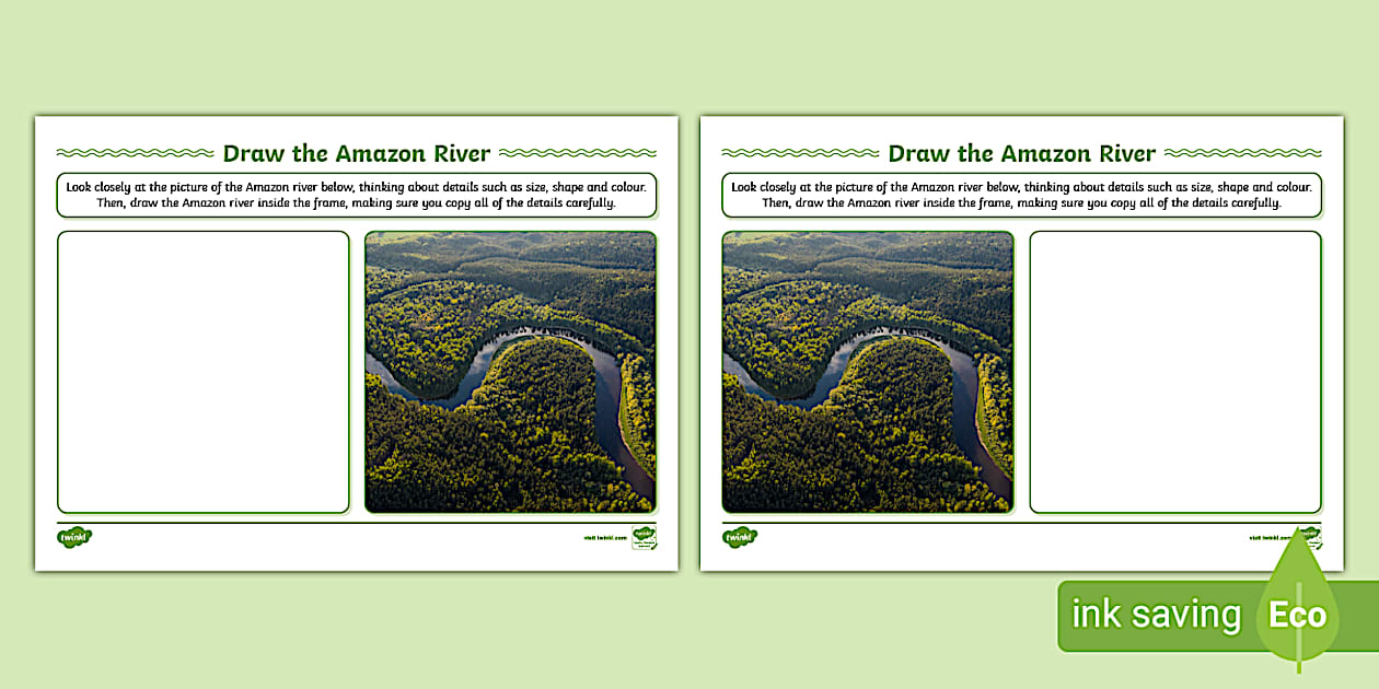 Draw the Amazon River Worksheet (Teacher-Made) - Twinkl