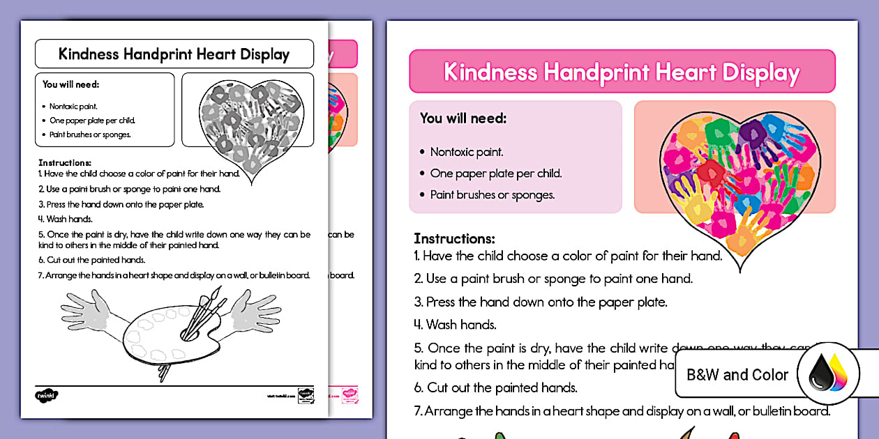 Kindness Handprint Heart Painting Activity