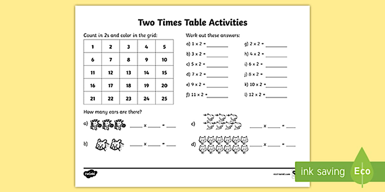 2 Times Table | Educational Resources | Twinkl USA - Twinkl