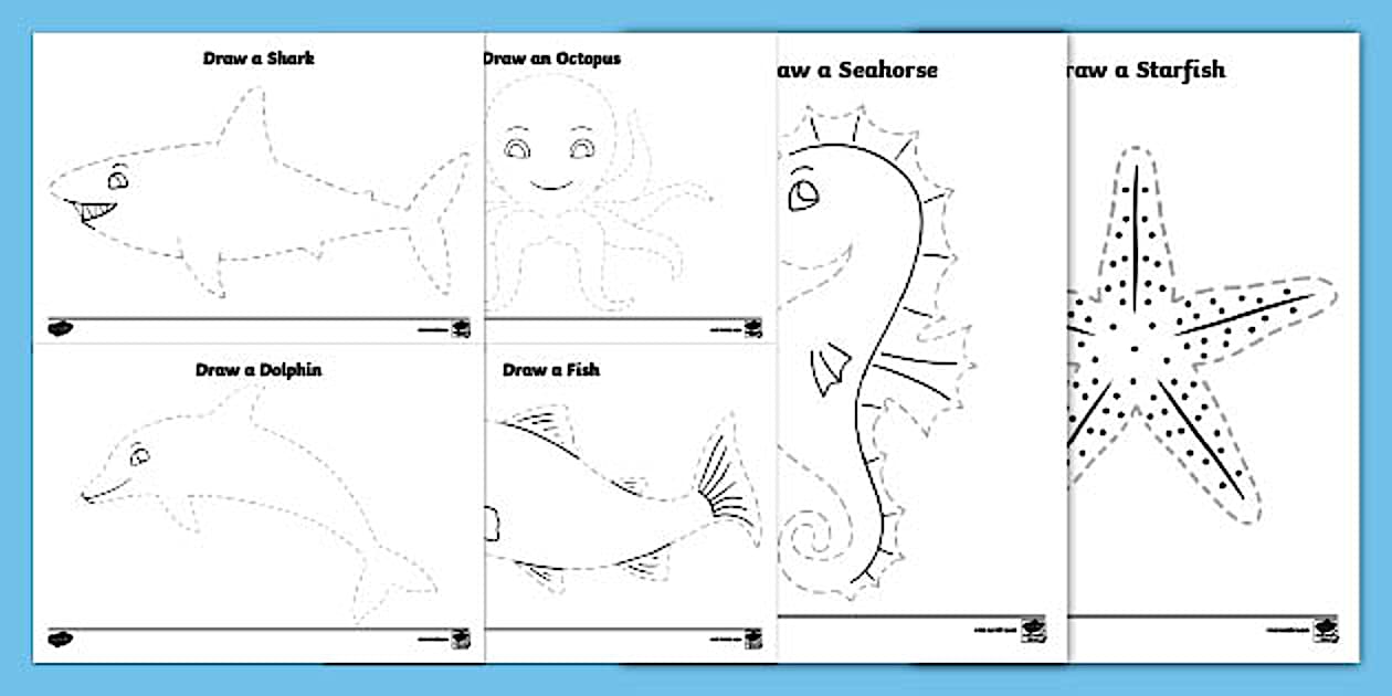 EYFS Draw a Sea Creature Pencil Control Activity Pack