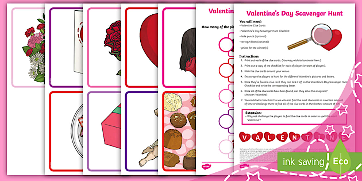 Valentine's Day Scavenger Hunt Game (öğretmen yaptı)