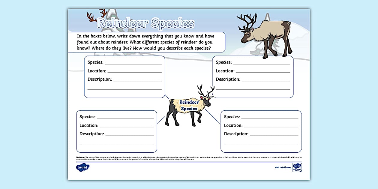 Reindeer Species Mind Map - Twinkl Mind Maps (teacher made)