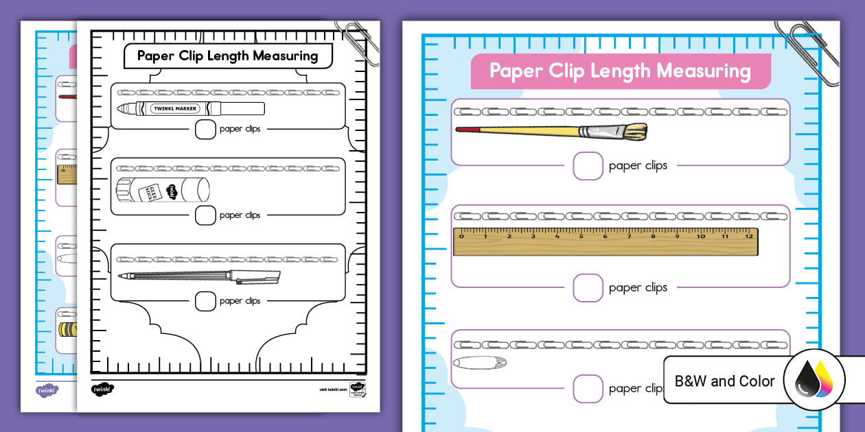 First Grade Measuring Length with Paper Clips Worksheet