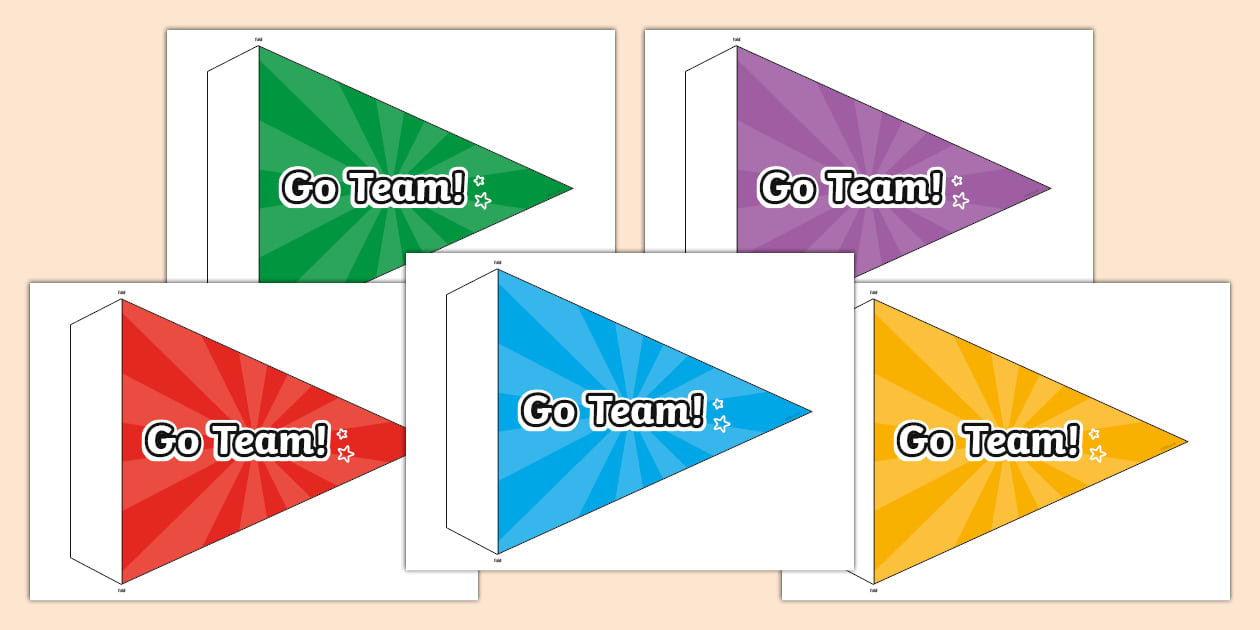 Coloured Team Flags (teacher made) - Twinkl