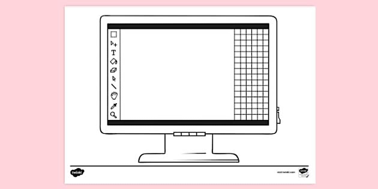 Technology: Computer Television (TV) Colouring Sheets