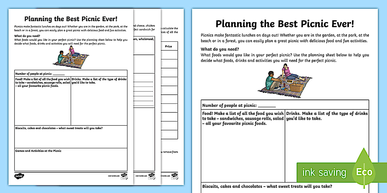 FREE! - KS1 Design A Picnic Worksheet (teacher made)