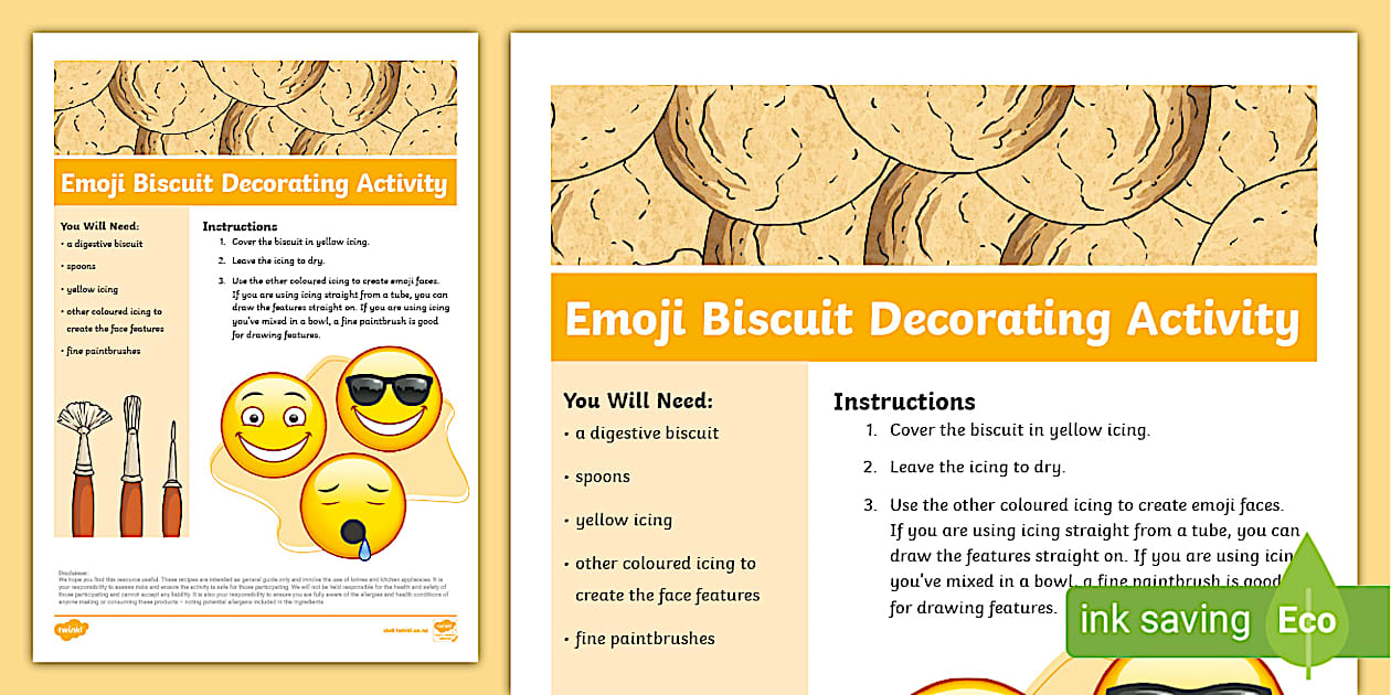 😊 Emoji Biscuit Decorating Activity (teacher made)