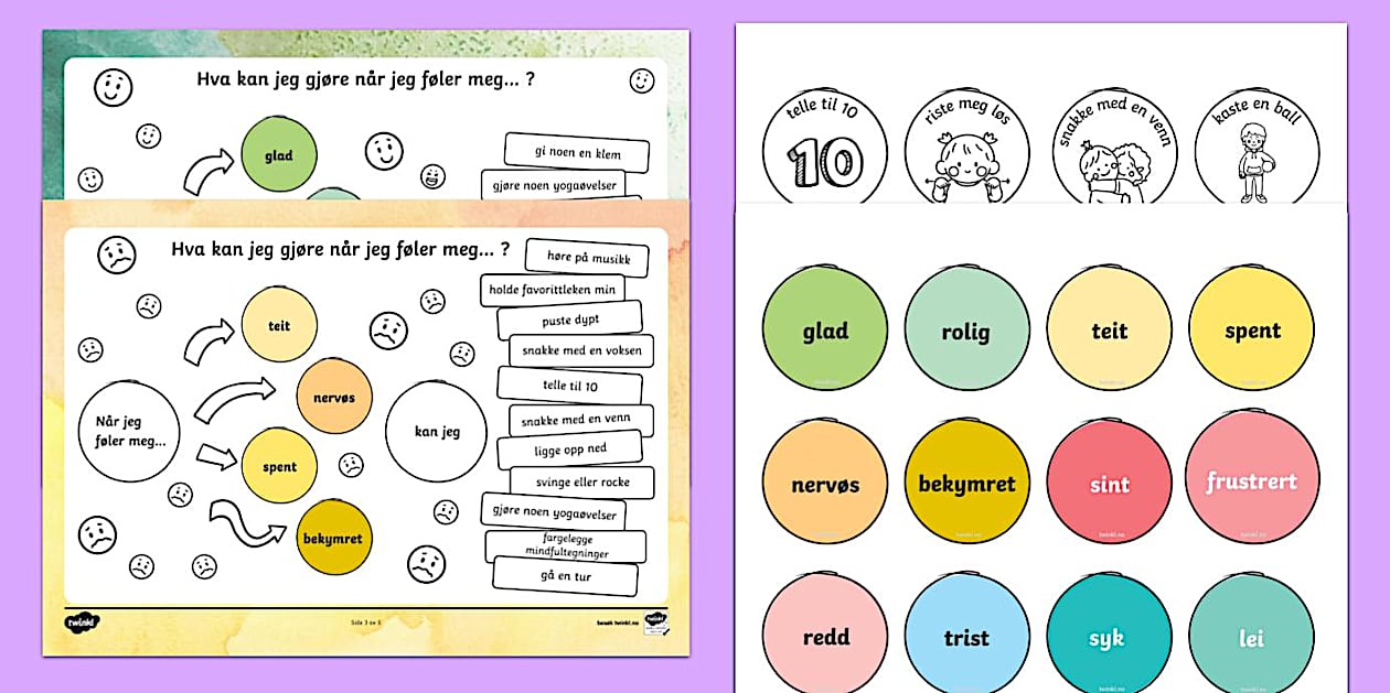 Takle følelser - Aktivitetsark for barneskolen