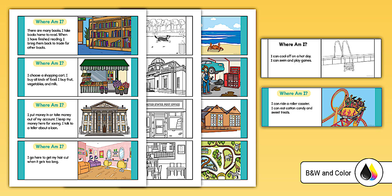 Where Am I? Places in Town Guessing Game for K-2nd Grade