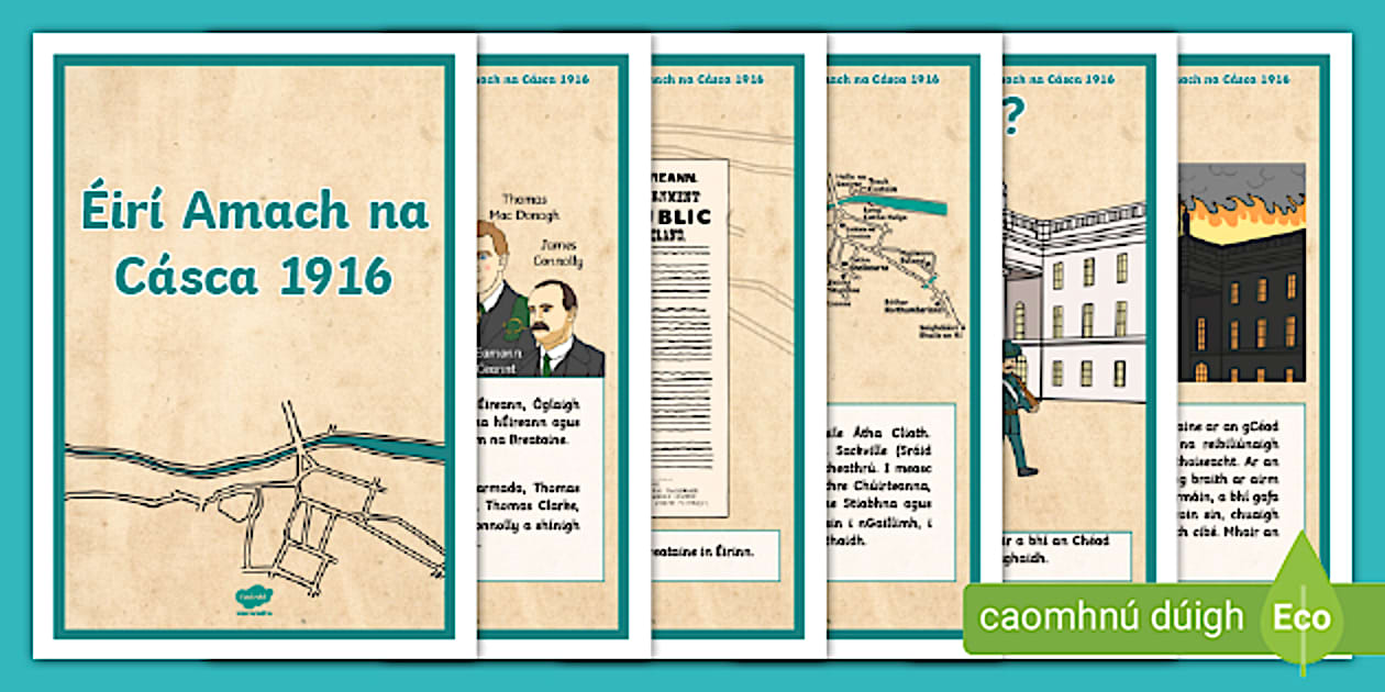 1916 Rising Fact File Display Posters Gaeilge - Twinkl