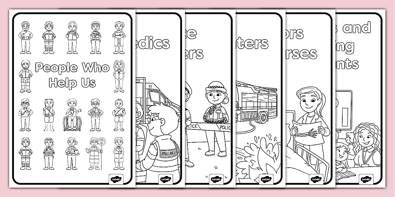 People Who Help Us Picture and Word Colouring Pages | Twinkl