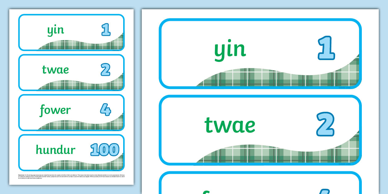 Borders Scots Numbers Word Cards (teacher made) - Twinkl