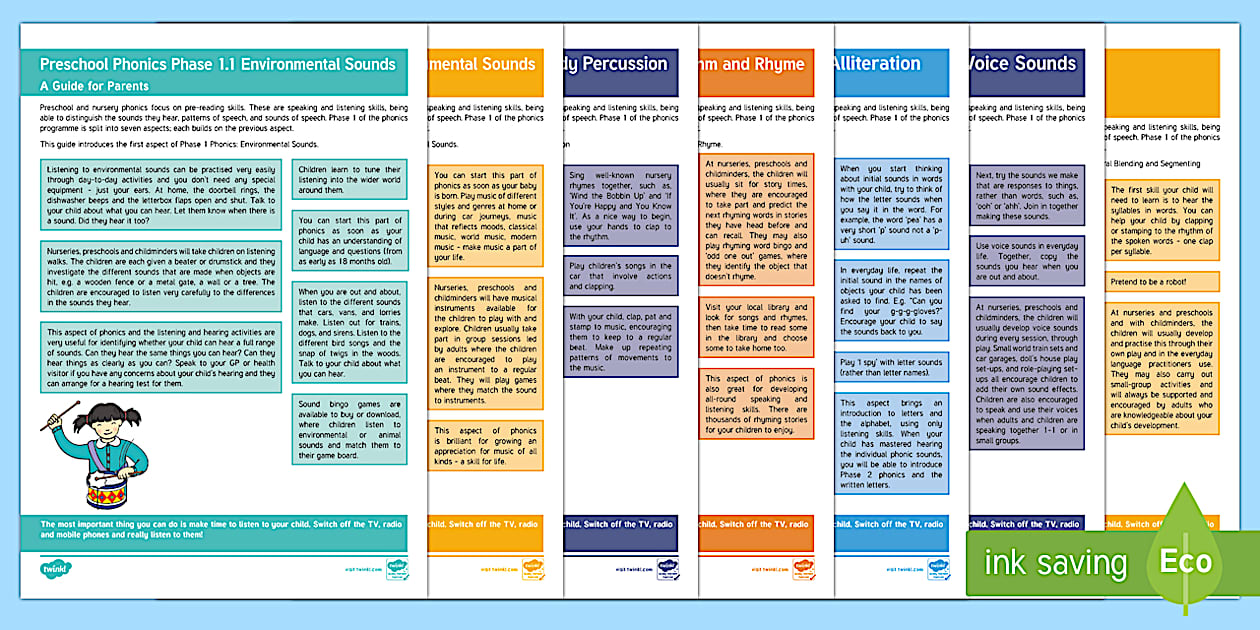 Editable Phase 1 Phonics Guidance Pack (teacher made)