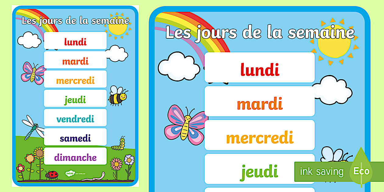 Poster d'affichage : Les jours de la semaine