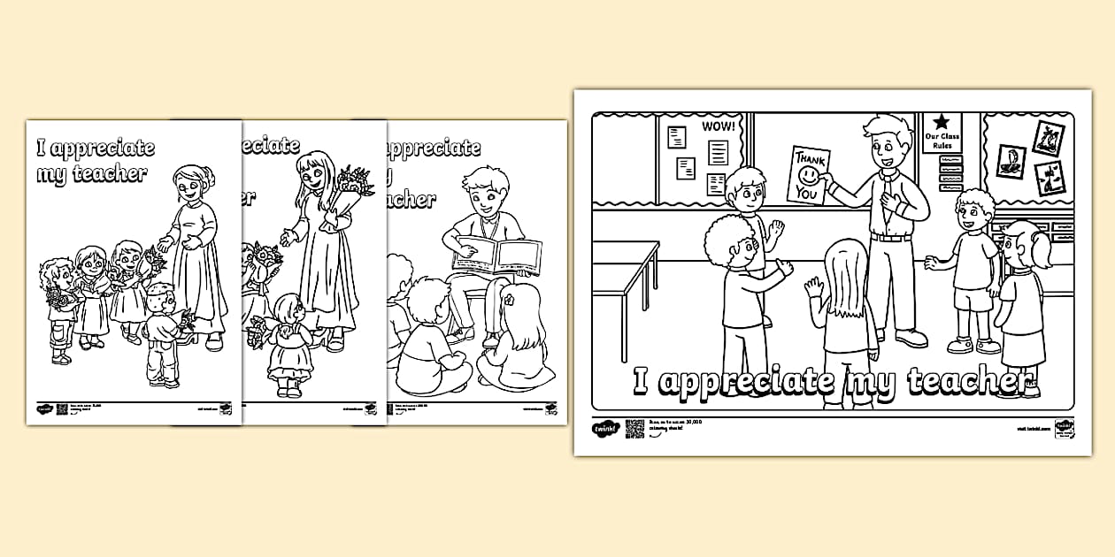 I Appreciate My Teacher Colouring Page (teacher made)