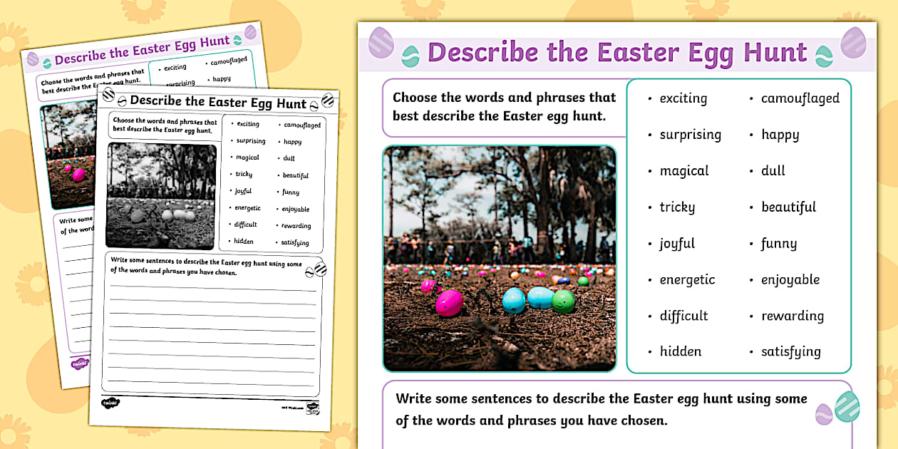Describe the Easter Egg Hunt (teacher made) - Twinkl