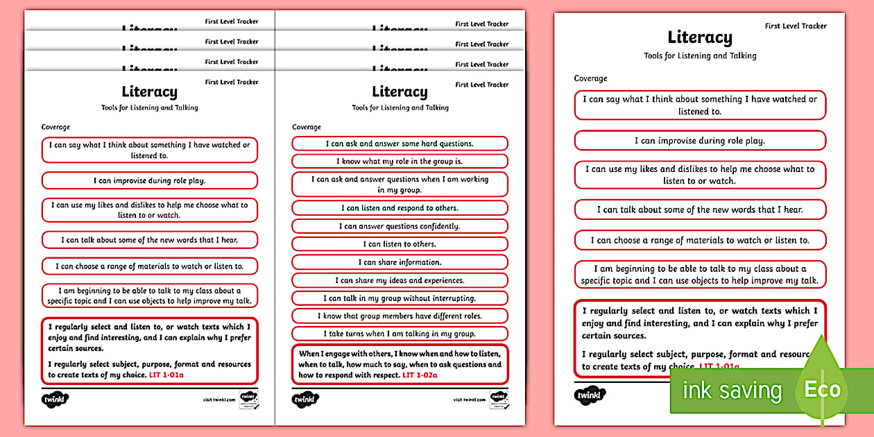 CfE Literacy (Listening and Talking) First Level Child-Friendly Assessment