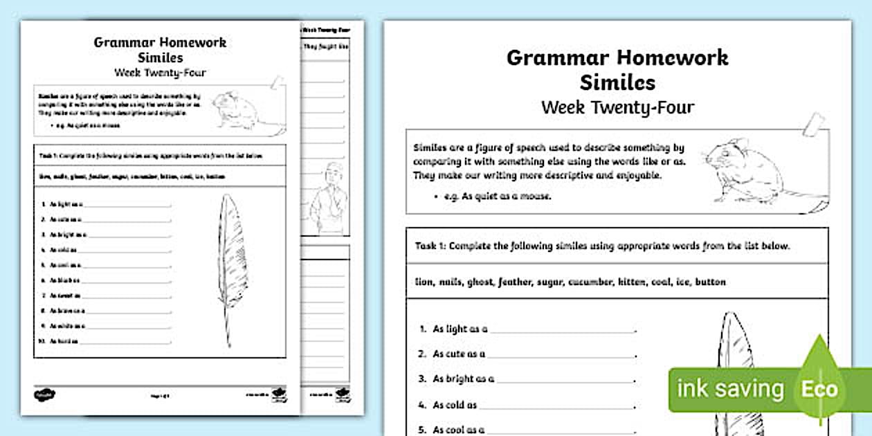 Editable Grammar Homework Week Twenty-Four (Teacher-Made)