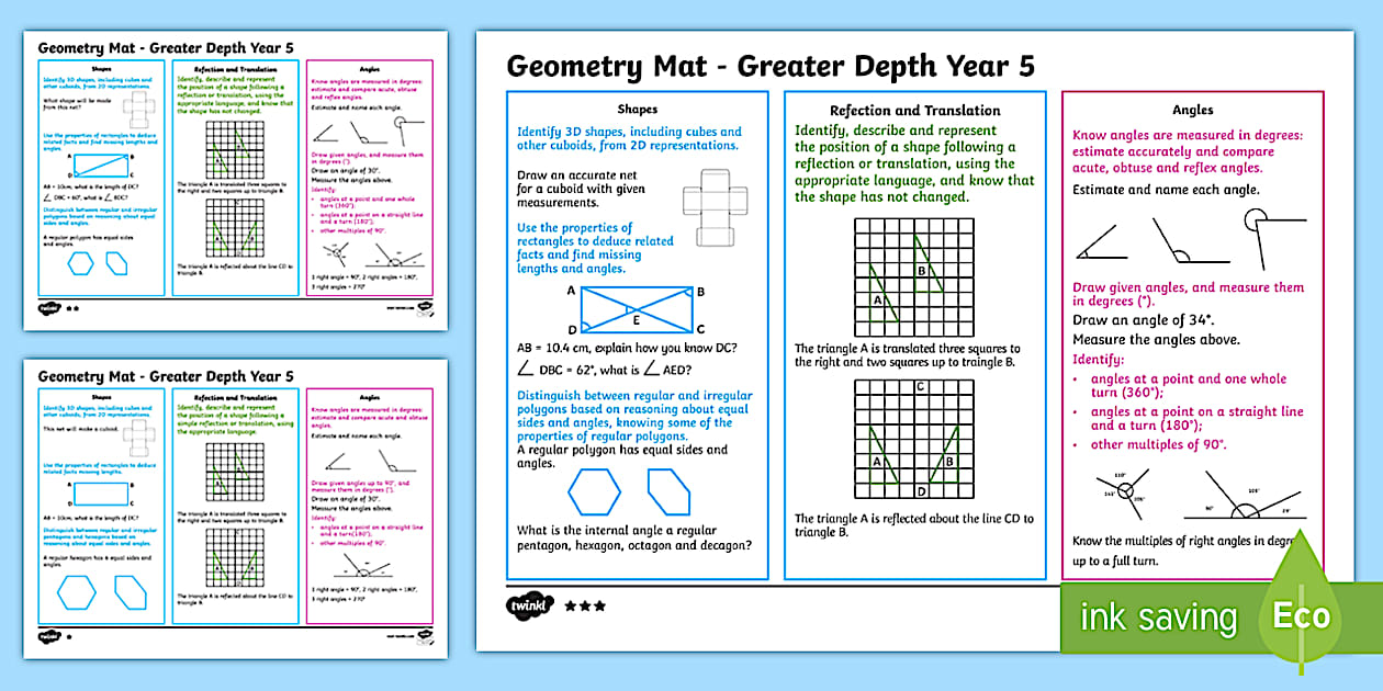 Lower Ability Year 5 Geometry Differentiated Maths Mats