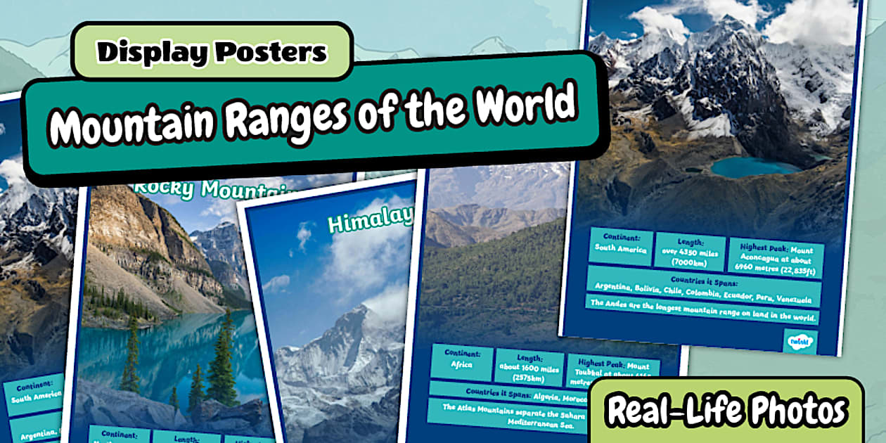 Mountain Ranges of the World Display Posters - Twinkl - KS2