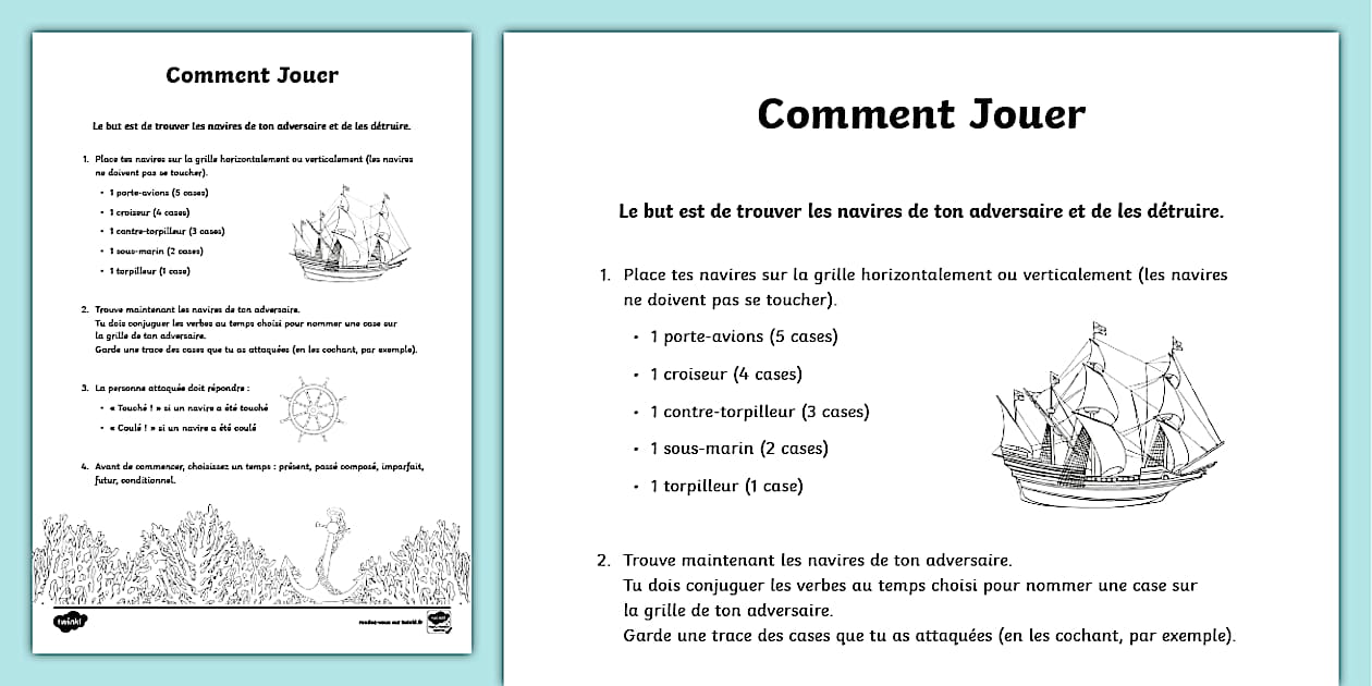 La bataille navale des verbes français (Teacher-Made)