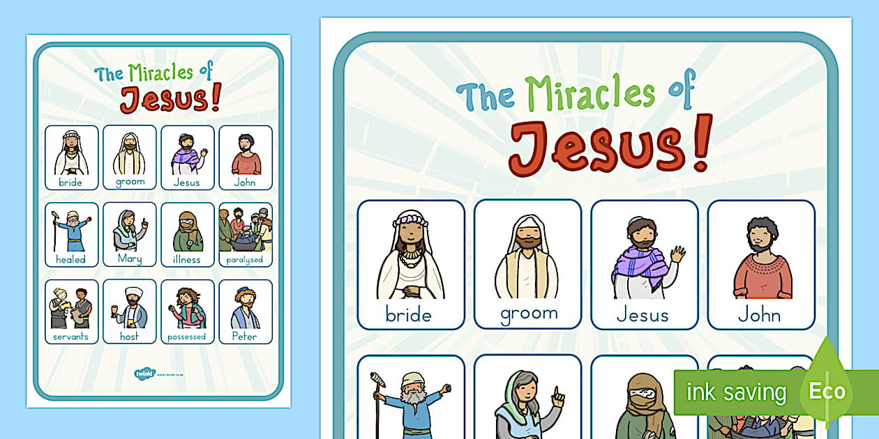 The Miracles of Jesus Bible Stories Vocabulary Poster