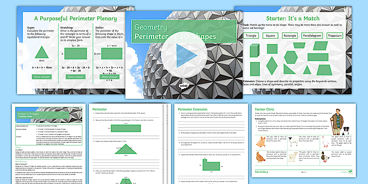 Volume, Area and Perimeter Of 2D Shapes (ppt included!) Pack