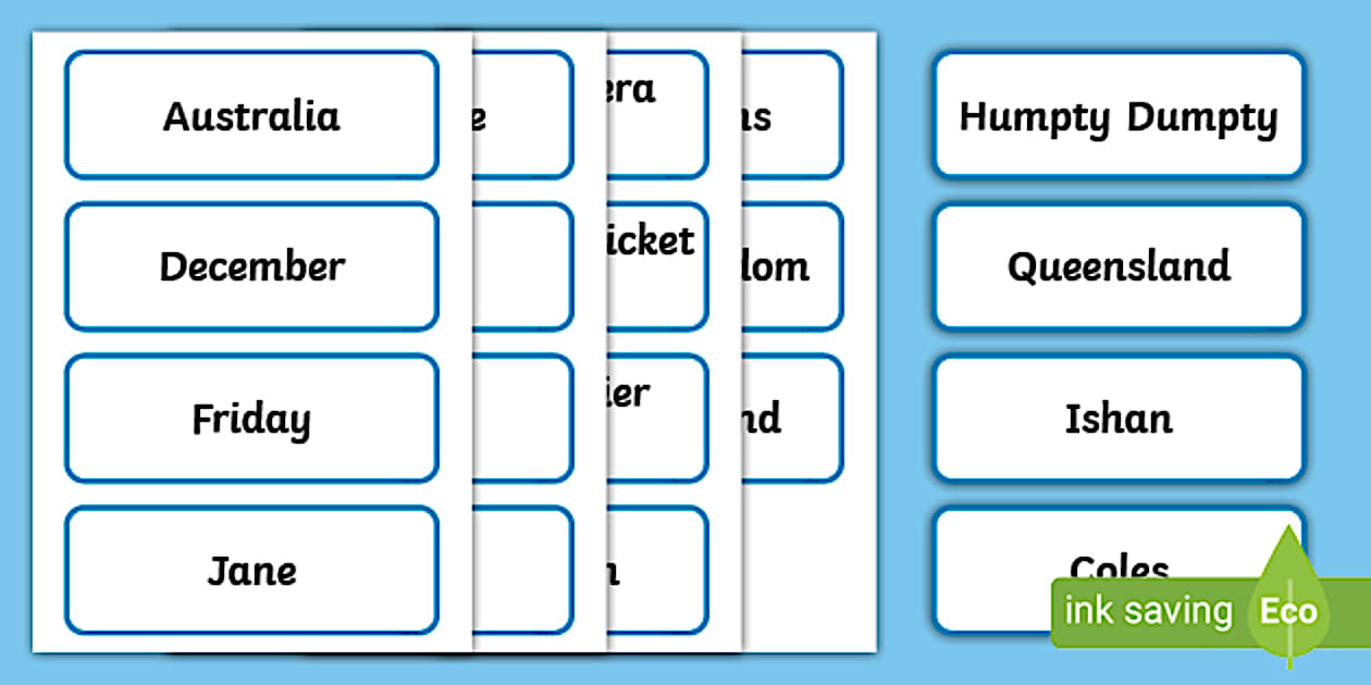 Proper Noun Word Cards (teacher made) - Twinkl